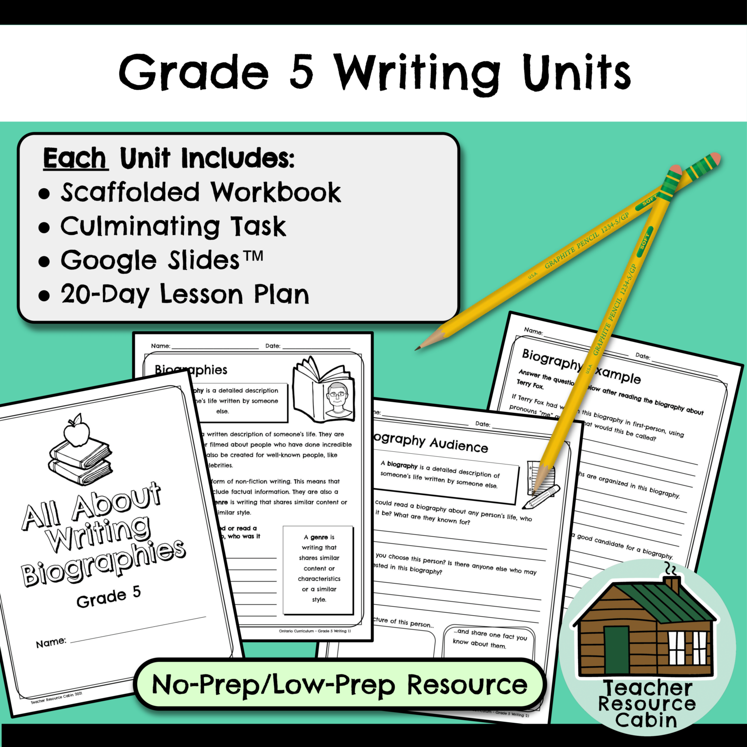 Grade 5 WRITING UNITS Bundle (Printable + Google Slides™) - Teacher ...