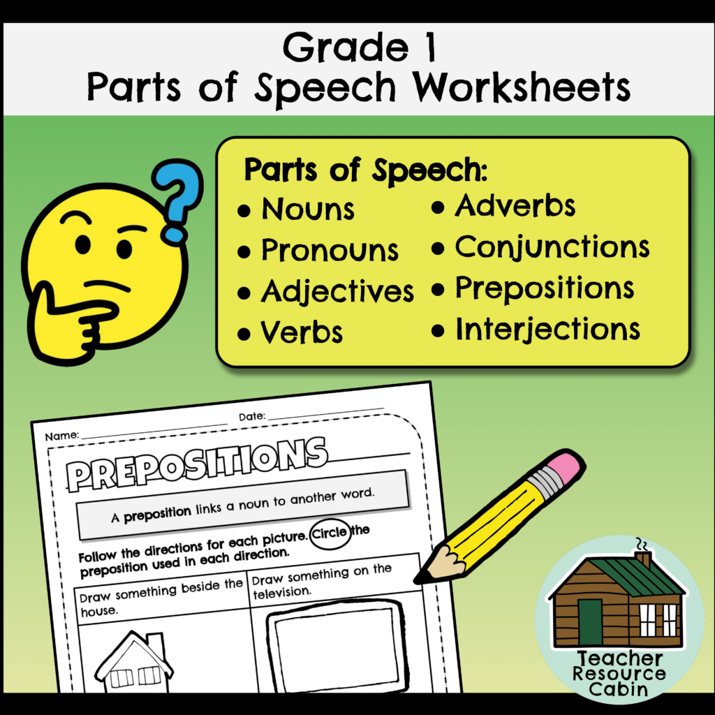 Parts of Speech Worksheets (Grade 1) - Teacher Resource Cabin
