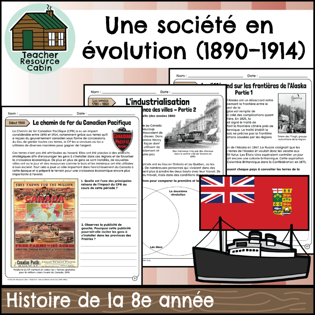Grade 8 Ontario FRENCH History & Geography Workbooks - Teacher Resource ...