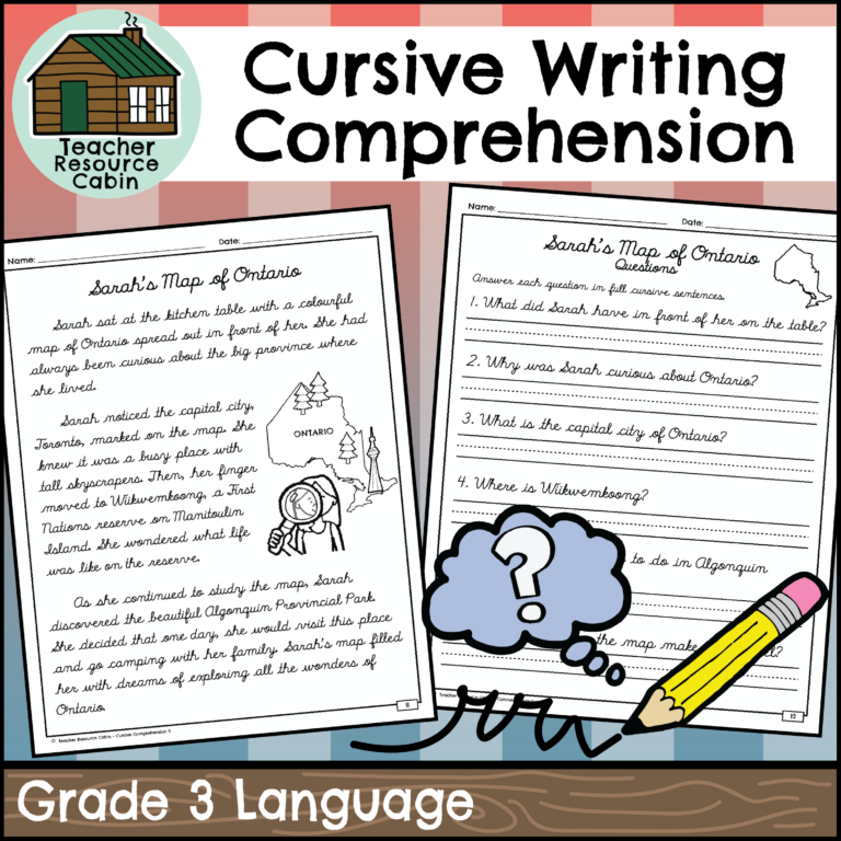 Grade 3 Cursive Comprehension Passages and Questions - Teacher Resource ...