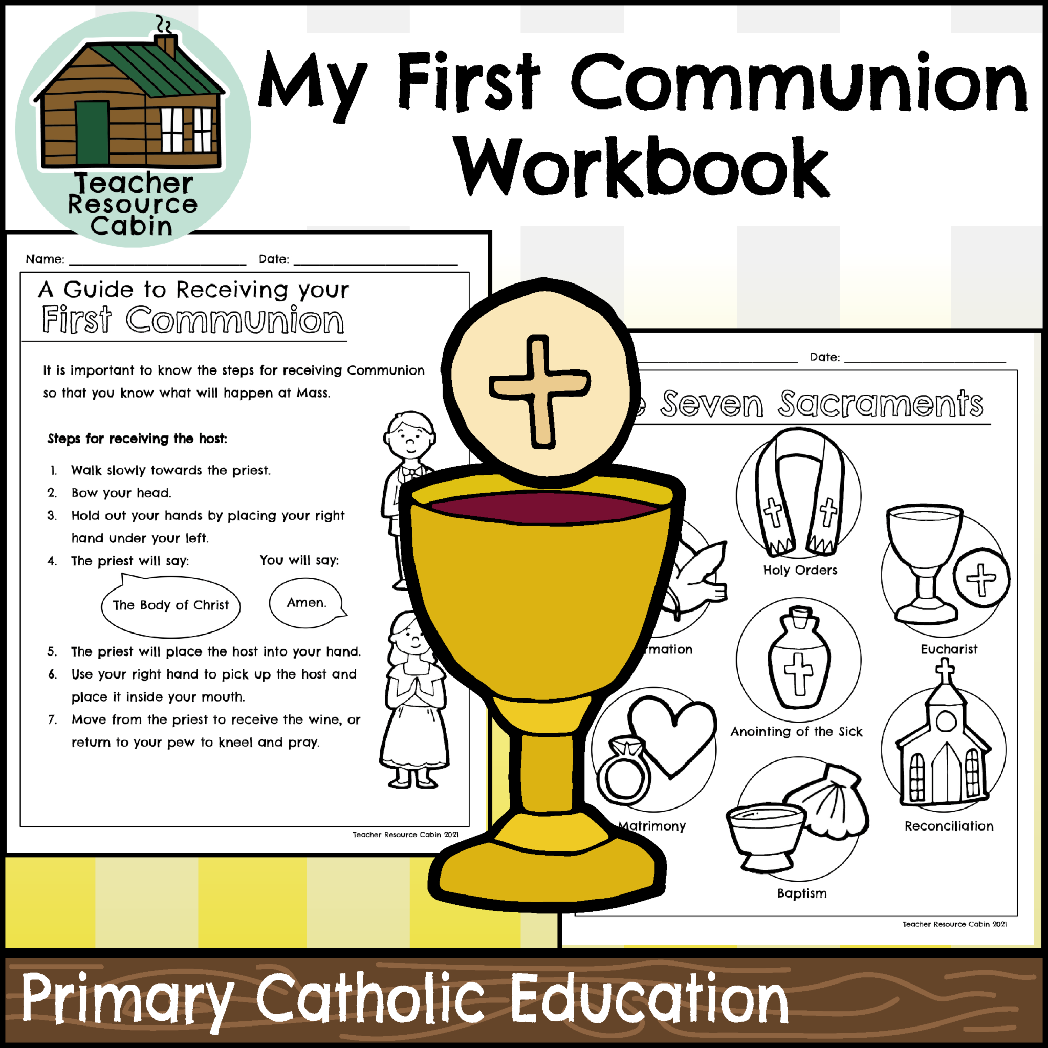 First Holy Communion Workbook (Primary Catholic Education) Eucharist ...