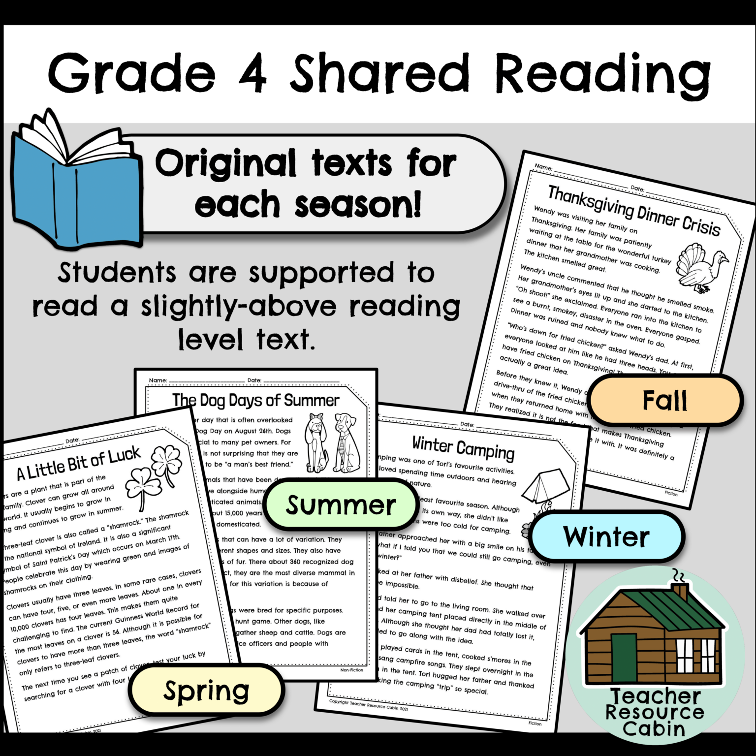 Grade 4 Shared Reading Bundle - Teacher Resource Cabin