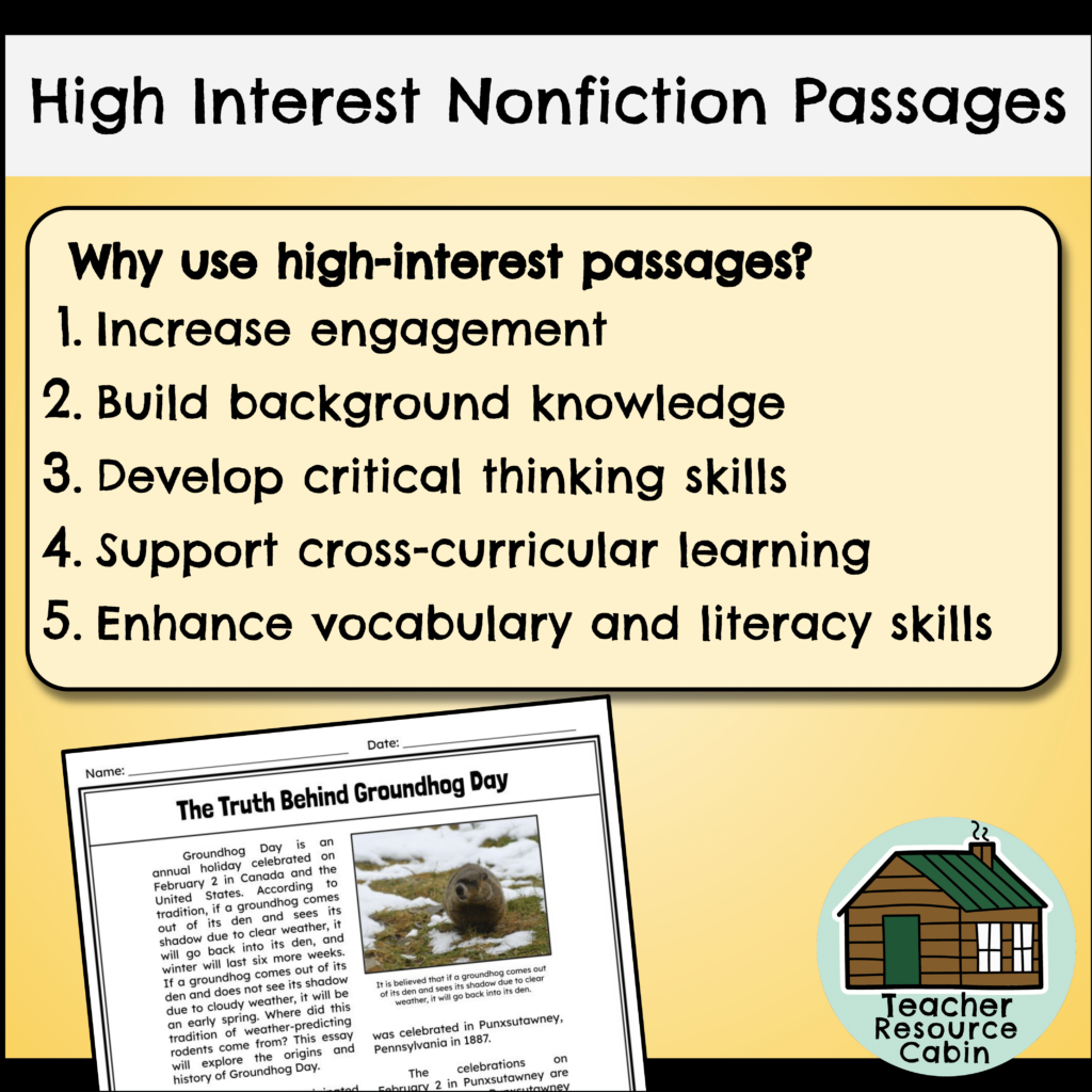 High Interest Nonfiction Reading Passages for Spring (Grade 7/8 ...
