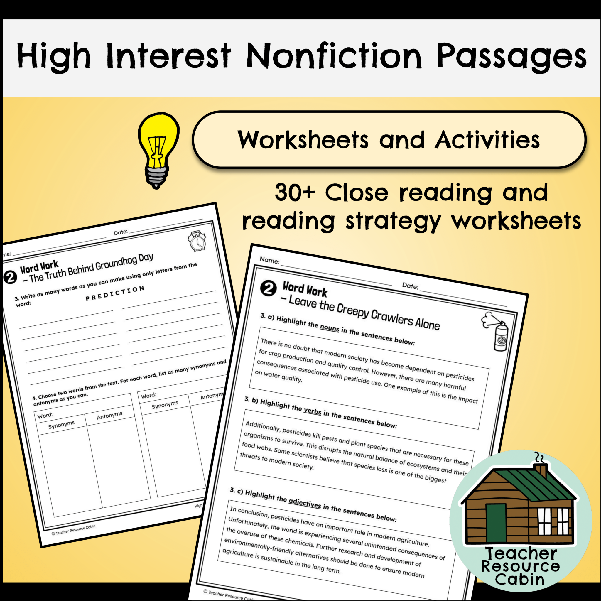 High Interest Nonfiction Reading Passages for Spring (Grade 7/8 ...