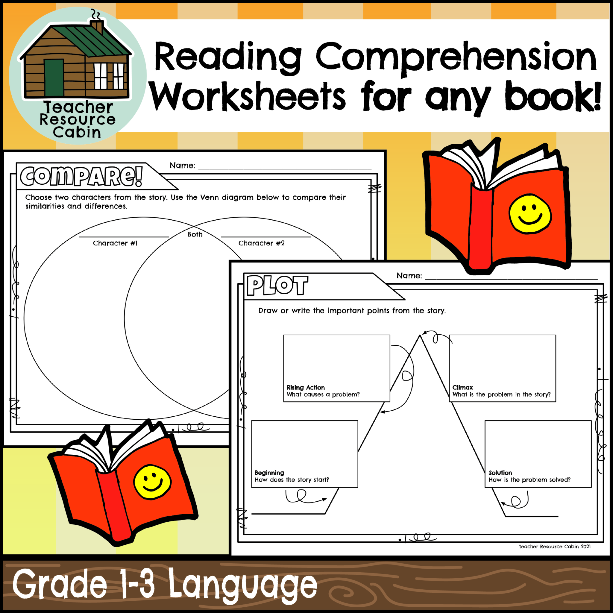 Reading Comprehension Worksheets for ANY Book | NO PREP (Grade 1-3 ...