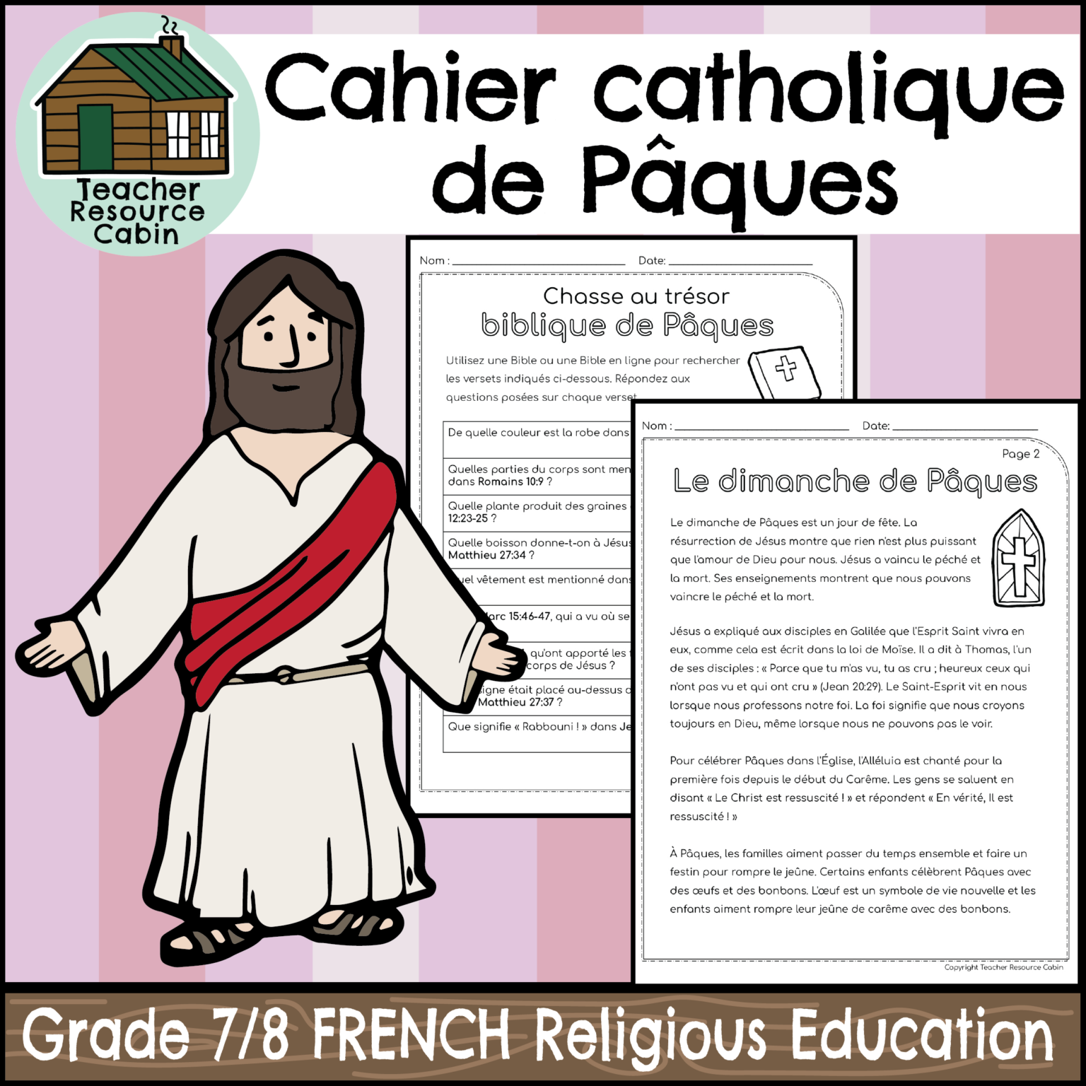 Cahier catholique de Pâques (Grade 7/8 FRENCH Religious Education ...