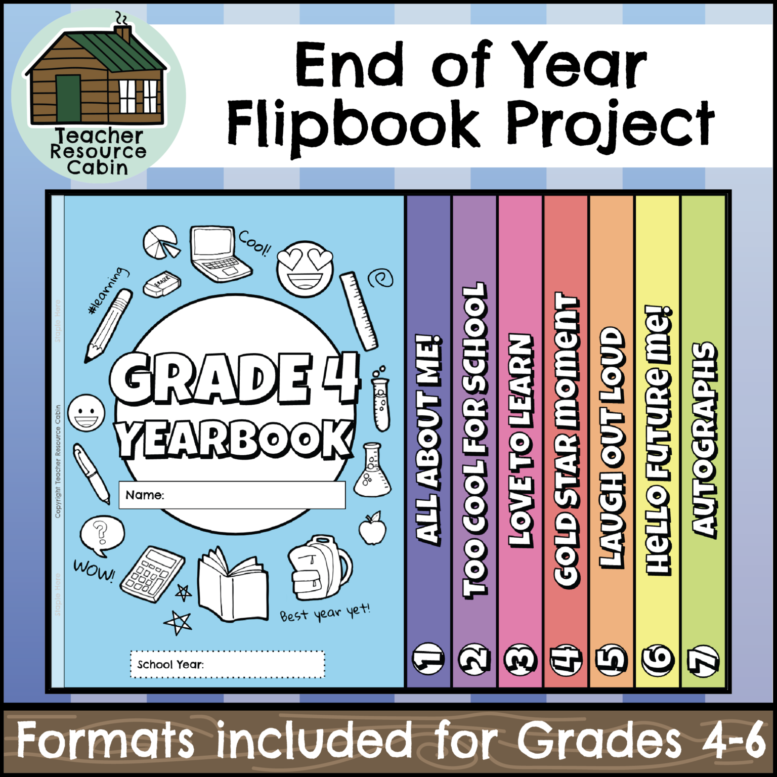 End of Year YEARBOOK Flipbook Project (Grade 4-6) - Teacher Resource Cabin