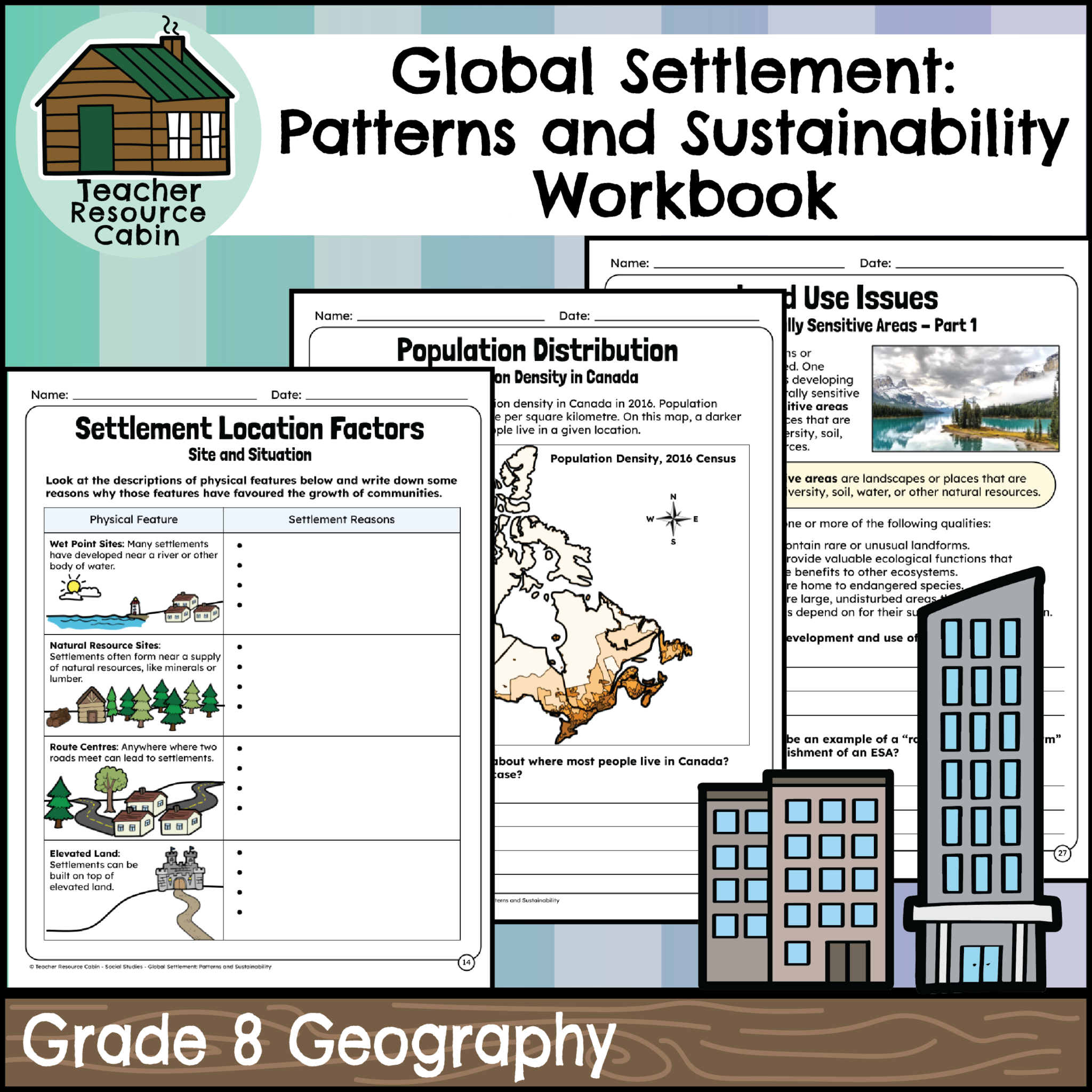 Global Settlement Patterns and Sustainability Workbook (Grade 8 ...