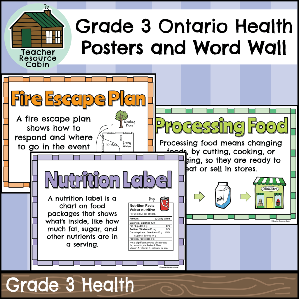 Grade 3 Ontario Health Word Wall and Posters - Teacher Resource Cabin