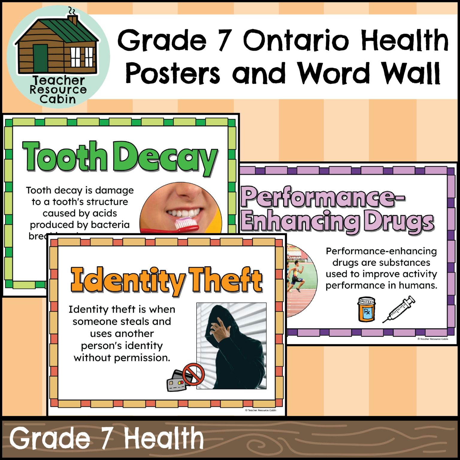 Grade 7 Ontario Health Word Wall and Posters - Teacher Resource Cabin