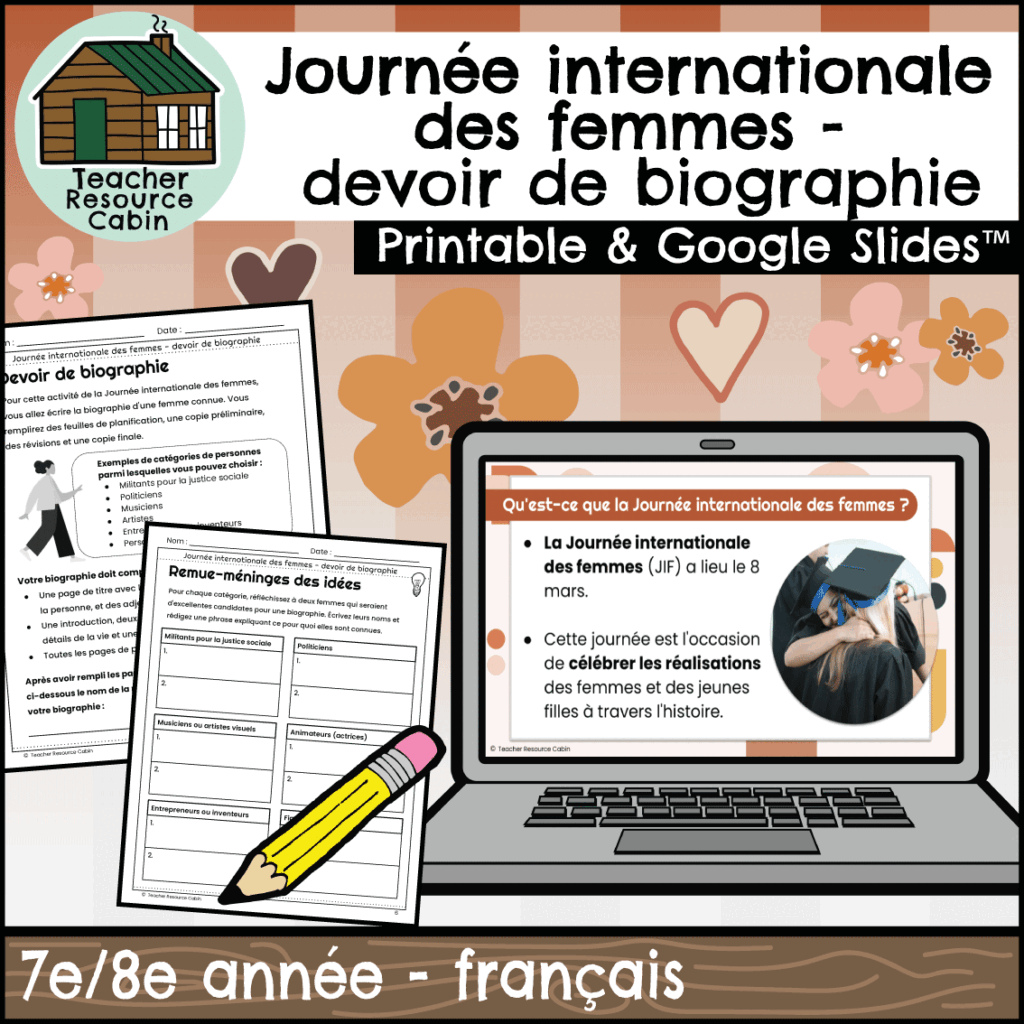 Journée internationale des femme - devoir de biographie (Grade 7/8 ...
