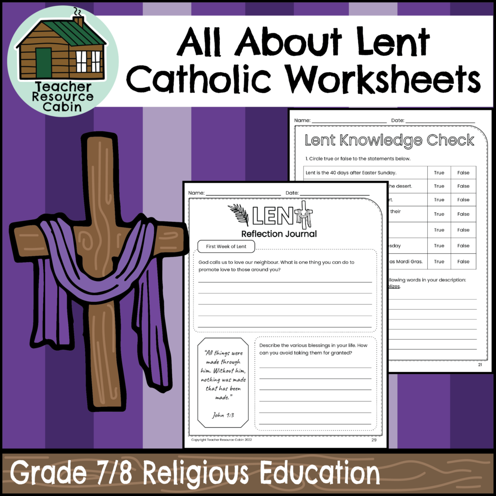 Lent Catholic Activities (Grade 7/8 Religious Education) - Teacher ...