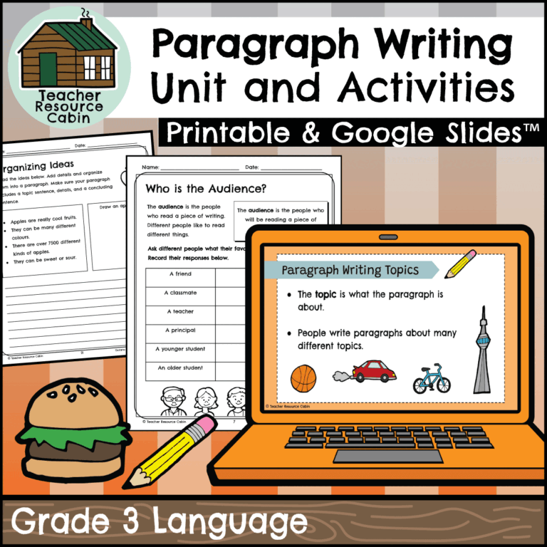 Grade 3 Paragraph Writing Unit (Printable + Google Slides™) - Teacher ...