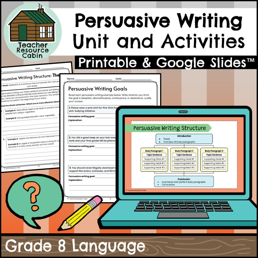 Grade 8 WRITING UNITS Bundle (Printable + Google Slides™) - Teacher ...