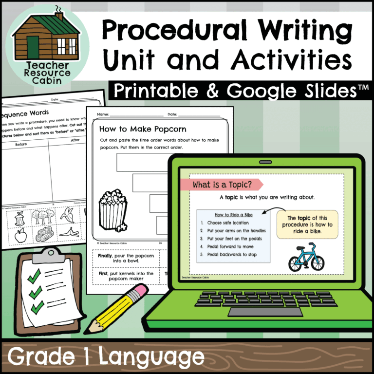 Grade 1 Procedural Writing Unit (Printable + Google Slides™) - Teacher ...