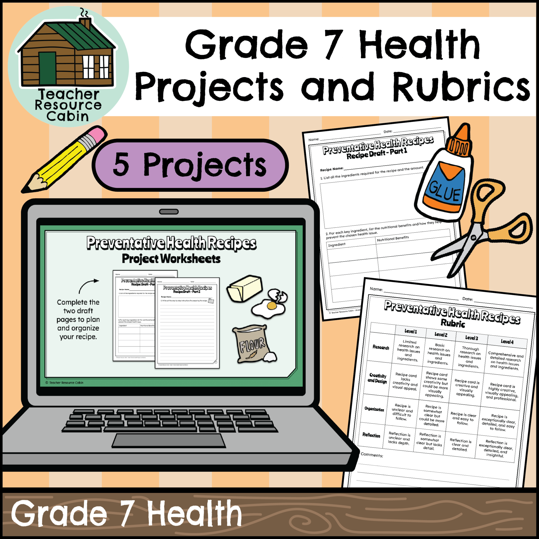 Grade 7 Health Projects and Rubrics - Includes Google Slides™ - Teacher ...