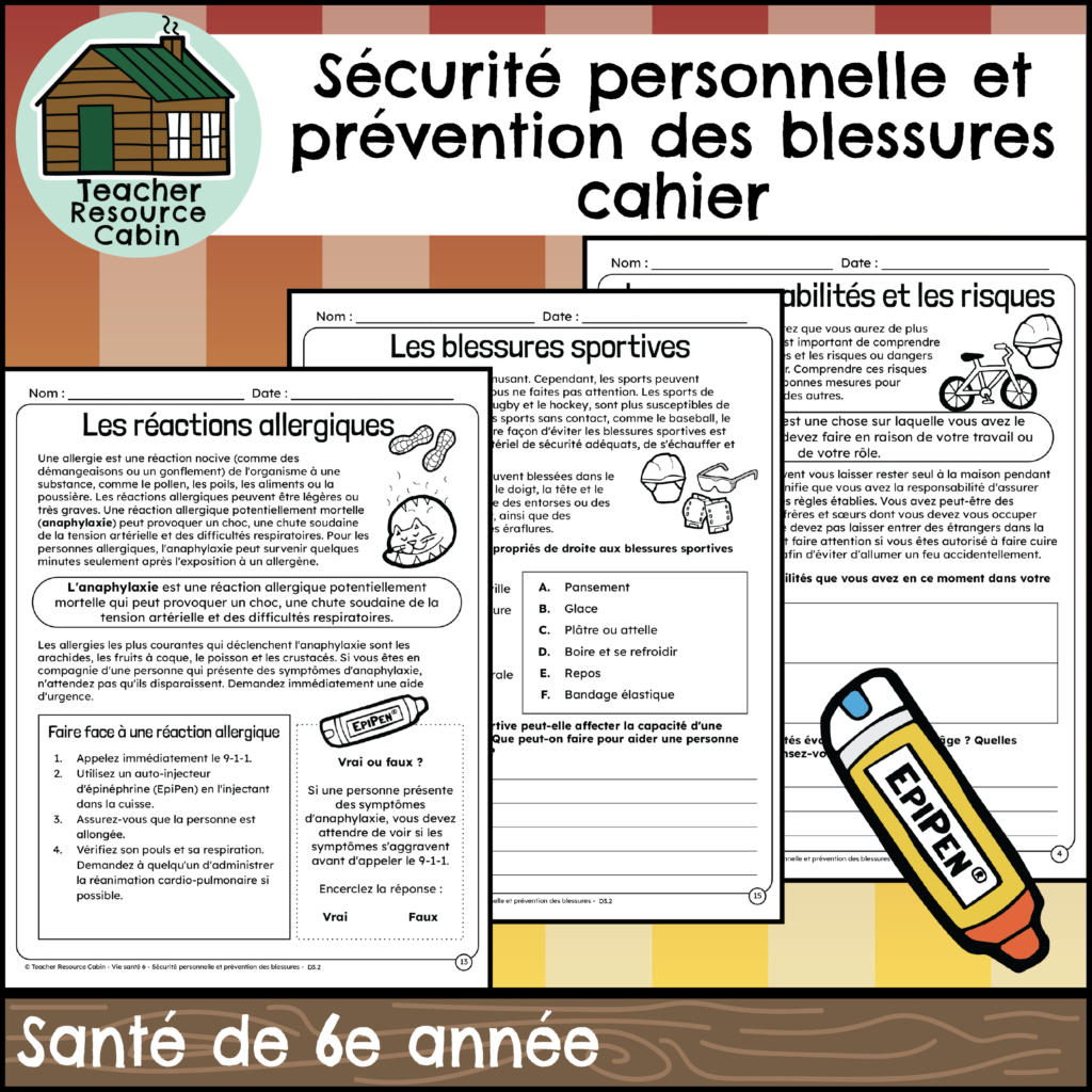 Personal Safety and Injury Prevention Workbook (Grade 6 Ontario Health ...