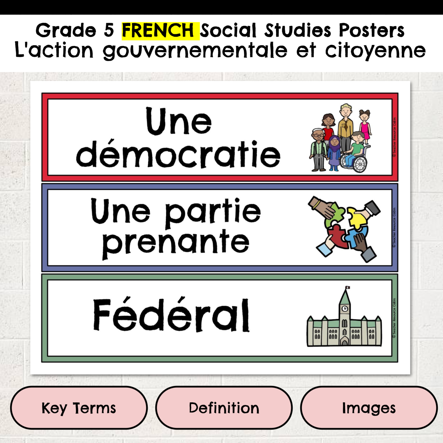 L’action gouvernementale Word Wall and Posters (Grade 5 FRENCH Social ...
