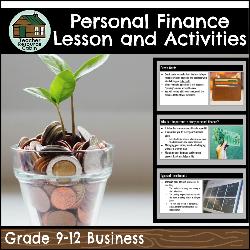 Personal Finance Lesson & Activities (Grade 9-12 Business) - Teacher ...
