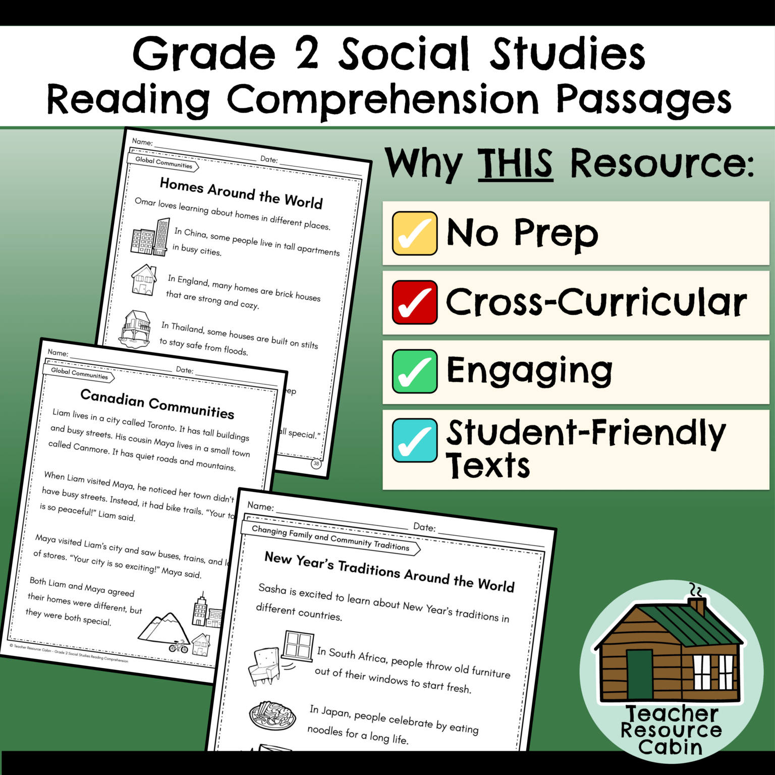 Grade 2 Social Studies Reading Comprehension Passages and Questions ...