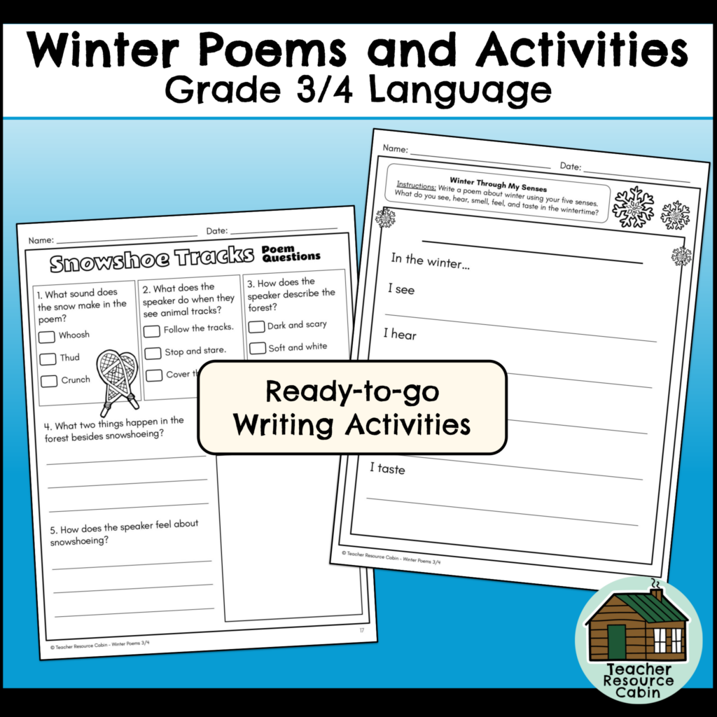Winter Poems and Activities (Grade 3/4 Language) - Teacher Resource Cabin