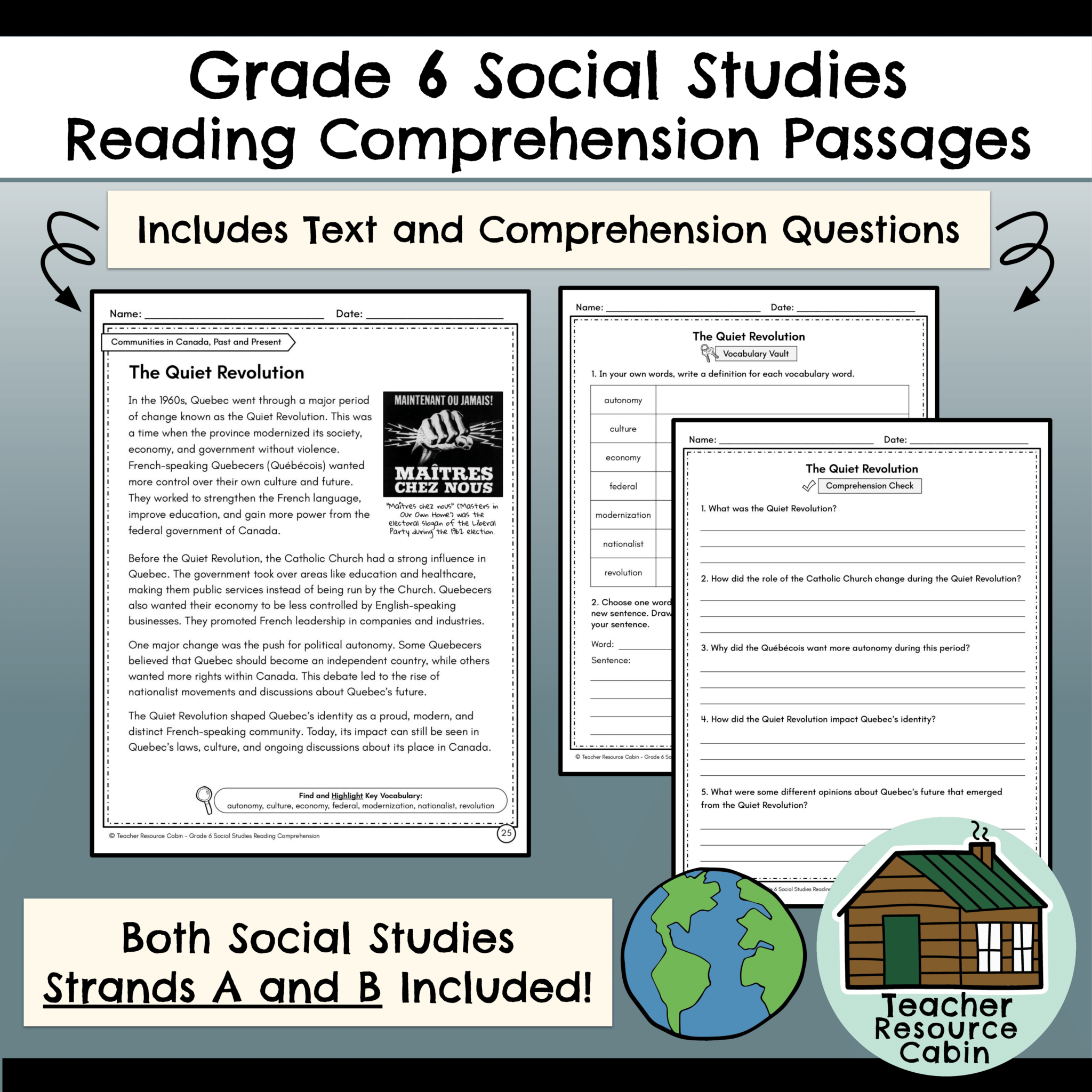 Grade 6 Social Studies Reading Comprehension Passages and Questions ...