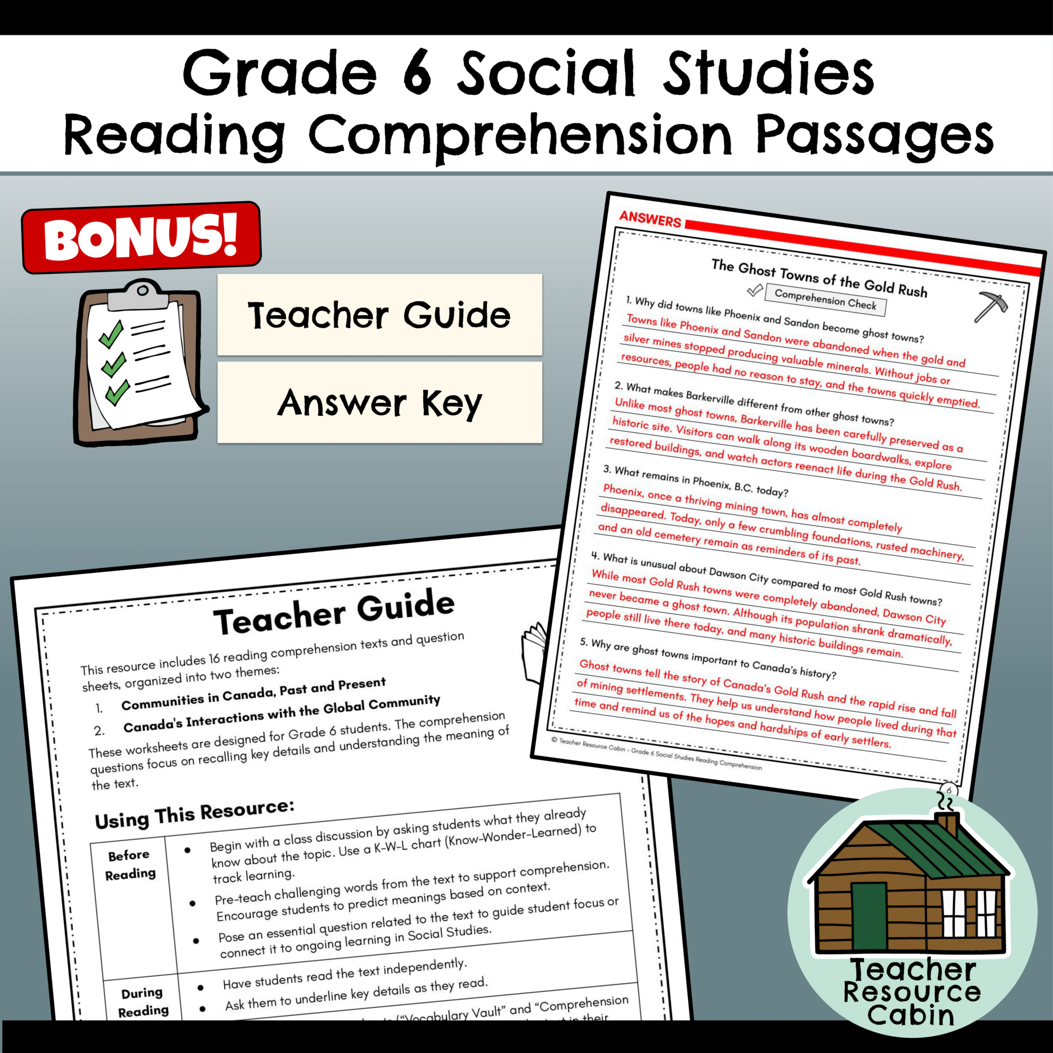 Grade 6 Social Studies Reading Comprehension Passages and Questions ...
