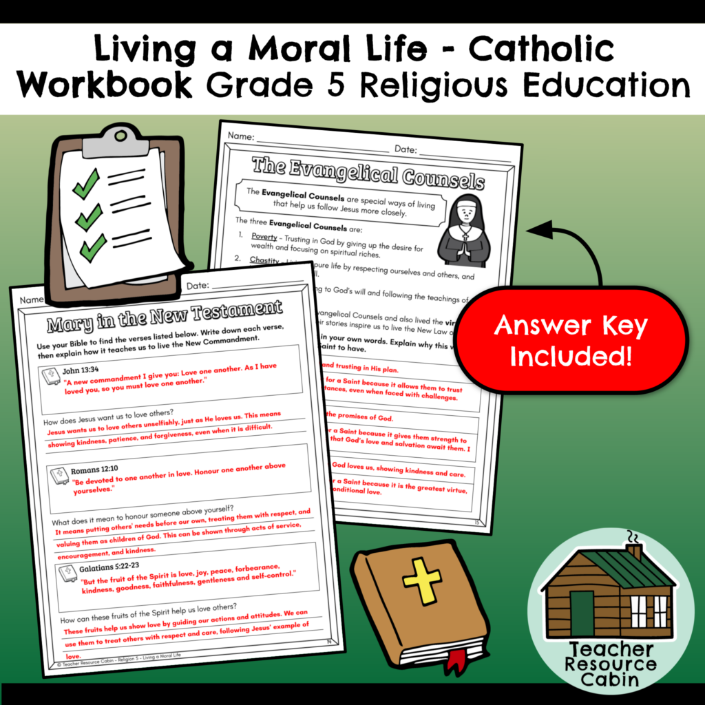 Living a Moral Life - Catholic Workbook (Grade 5 Religious Education ...