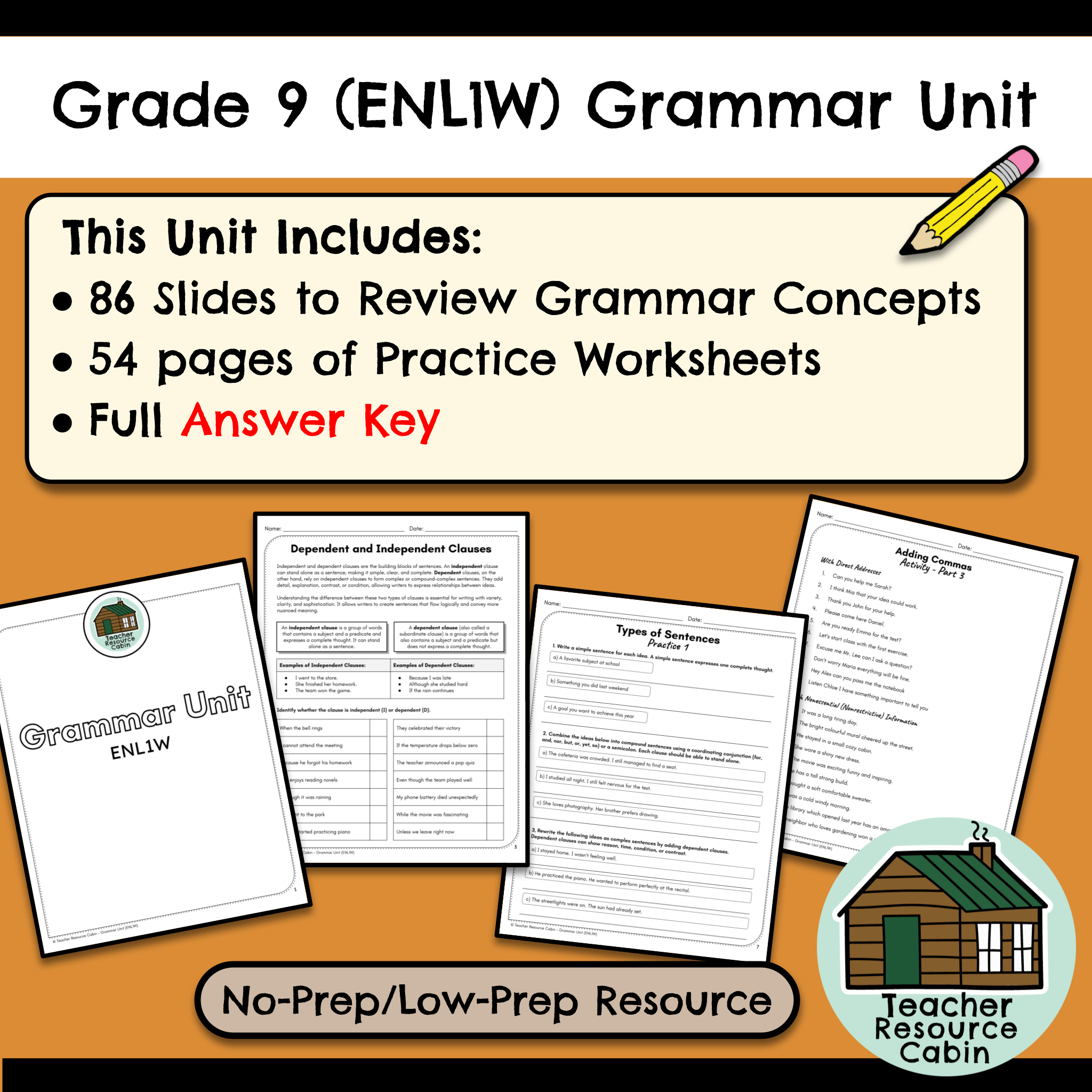 Grammar Unit - Grade 9 ENL1W (Printable + Google Slides™) - Teacher ...