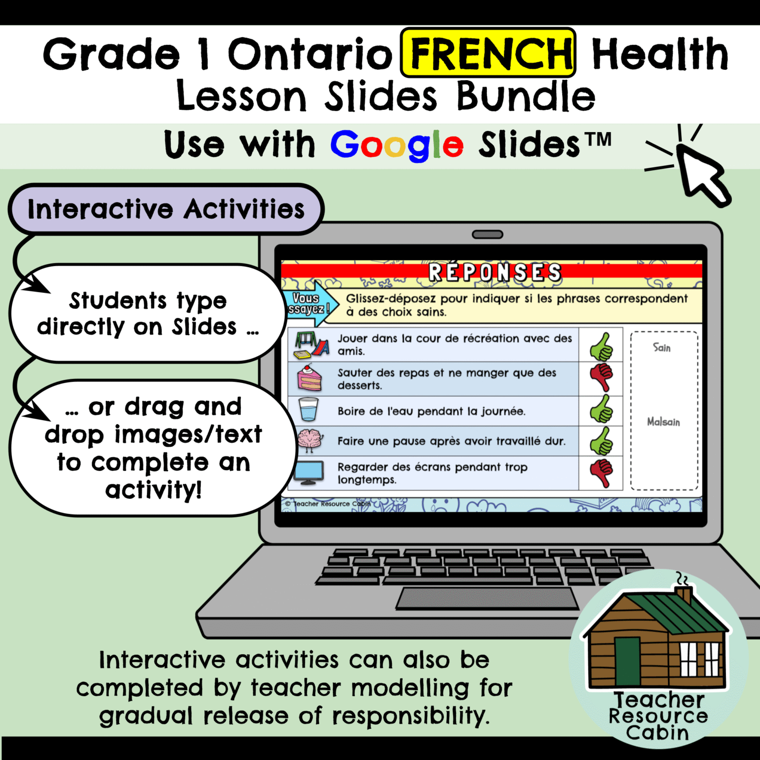 Grade 1 Ontario FRENCH HEALTH Lesson Slides for Google Slides ...