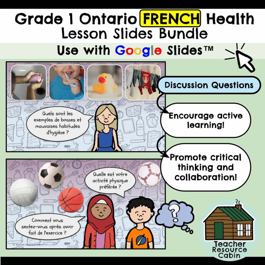 Grade 1 Ontario FRENCH HEALTH Lesson Slides for Google Slides ...