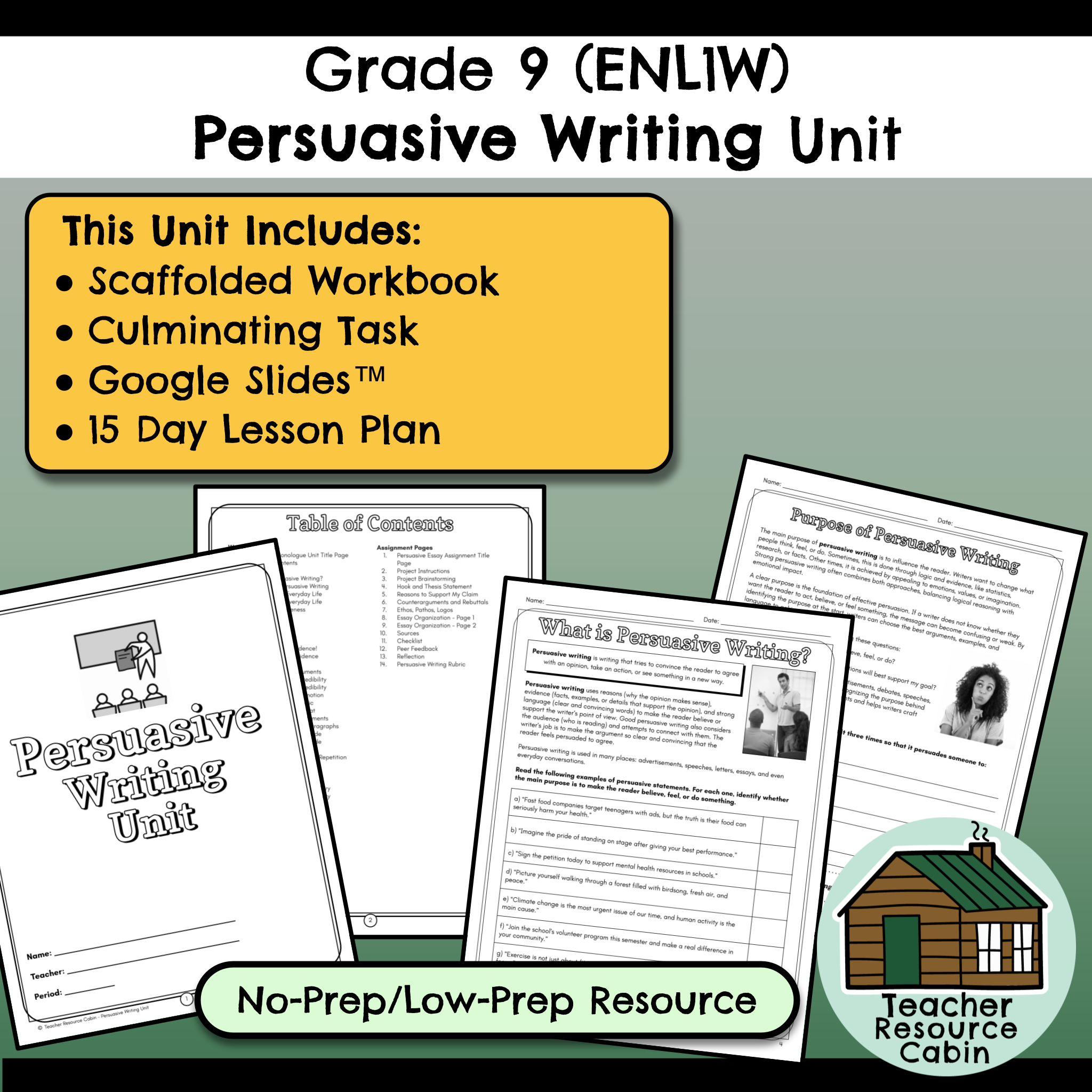 Persuasive Writing Unit - Grade 9 English ENL1W (Printable + Google ...