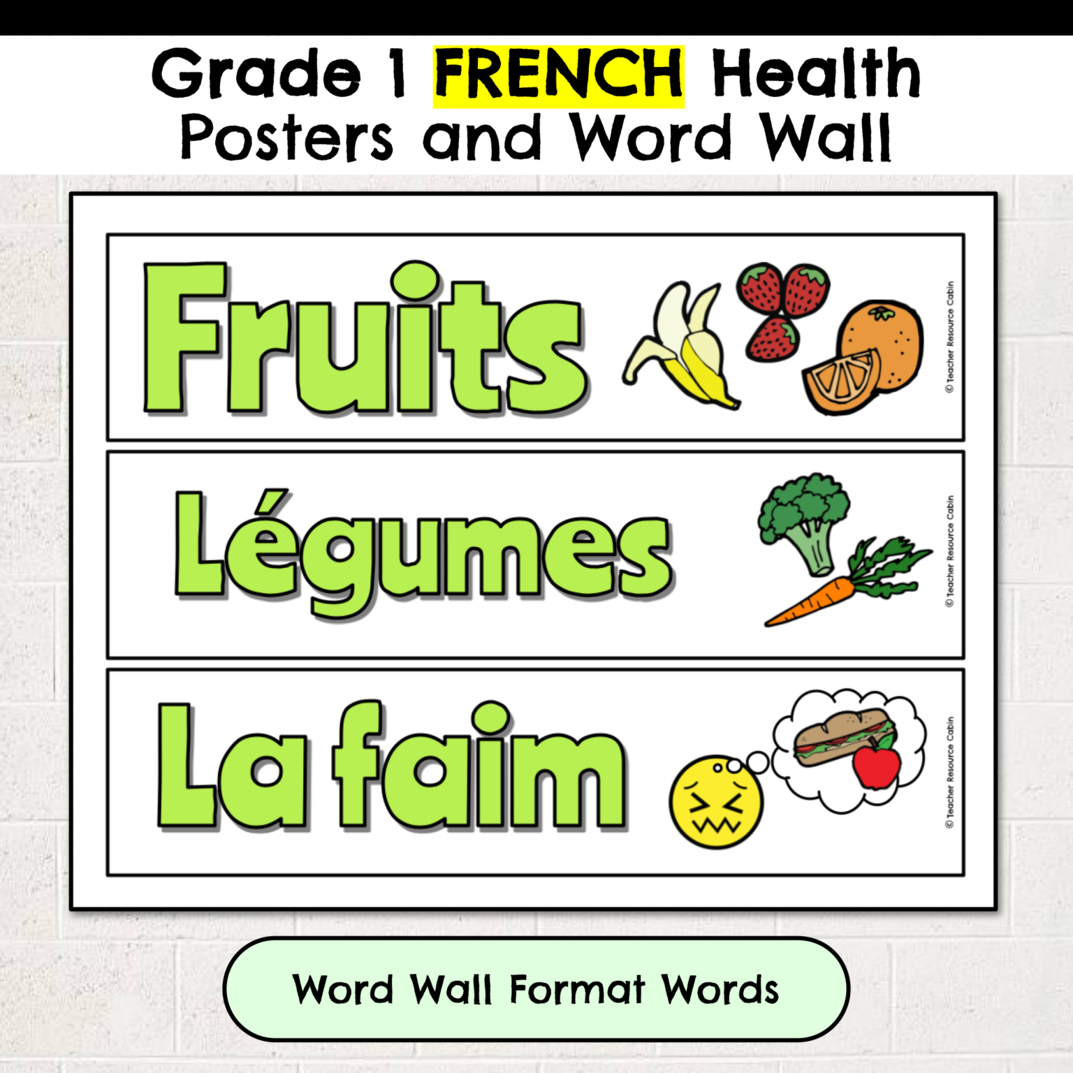 Grade 1 Ontario FRENCH Health Word Wall and Posters - Teacher Resource ...