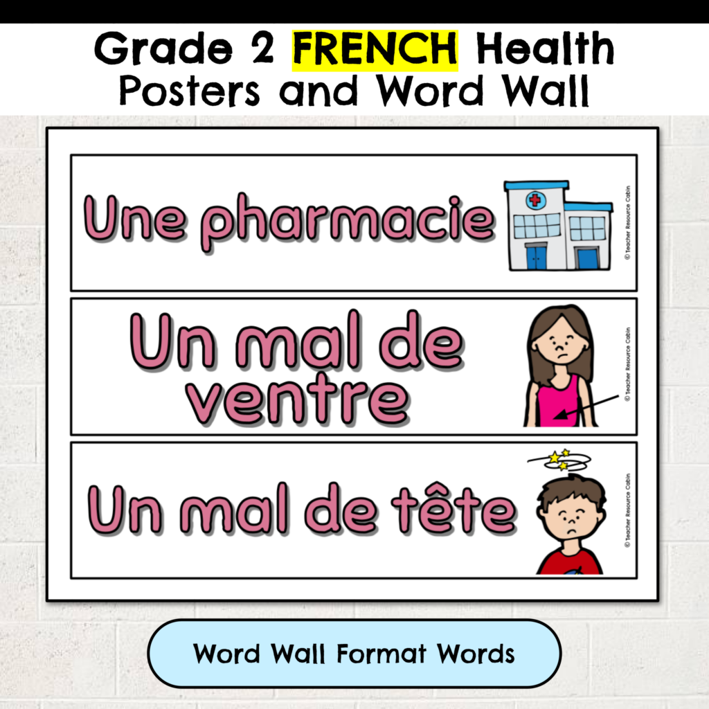 Grade 2 Ontario FRENCH Health Word Wall and Posters - Teacher Resource ...