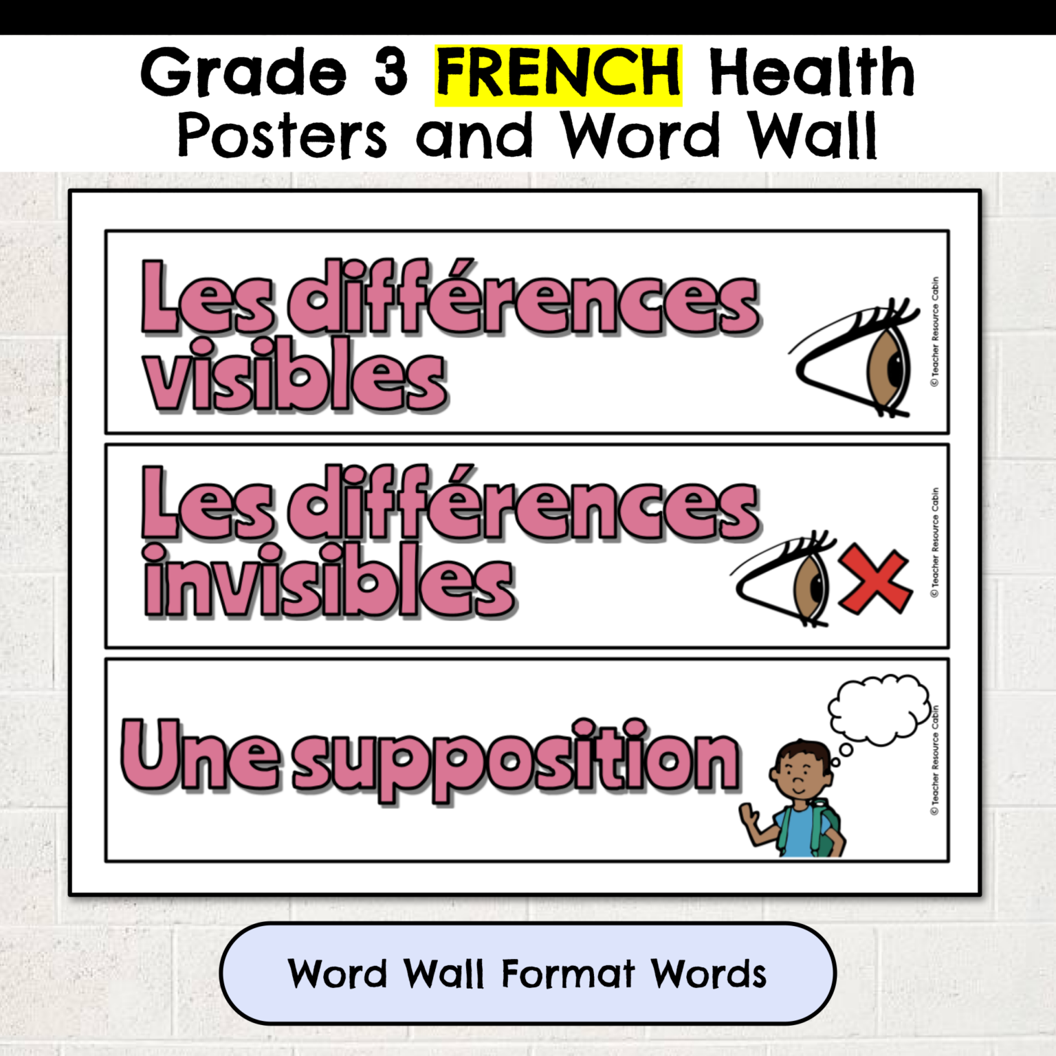 Grade 3 Ontario FRENCH Health Word Wall and Posters - Teacher Resource ...