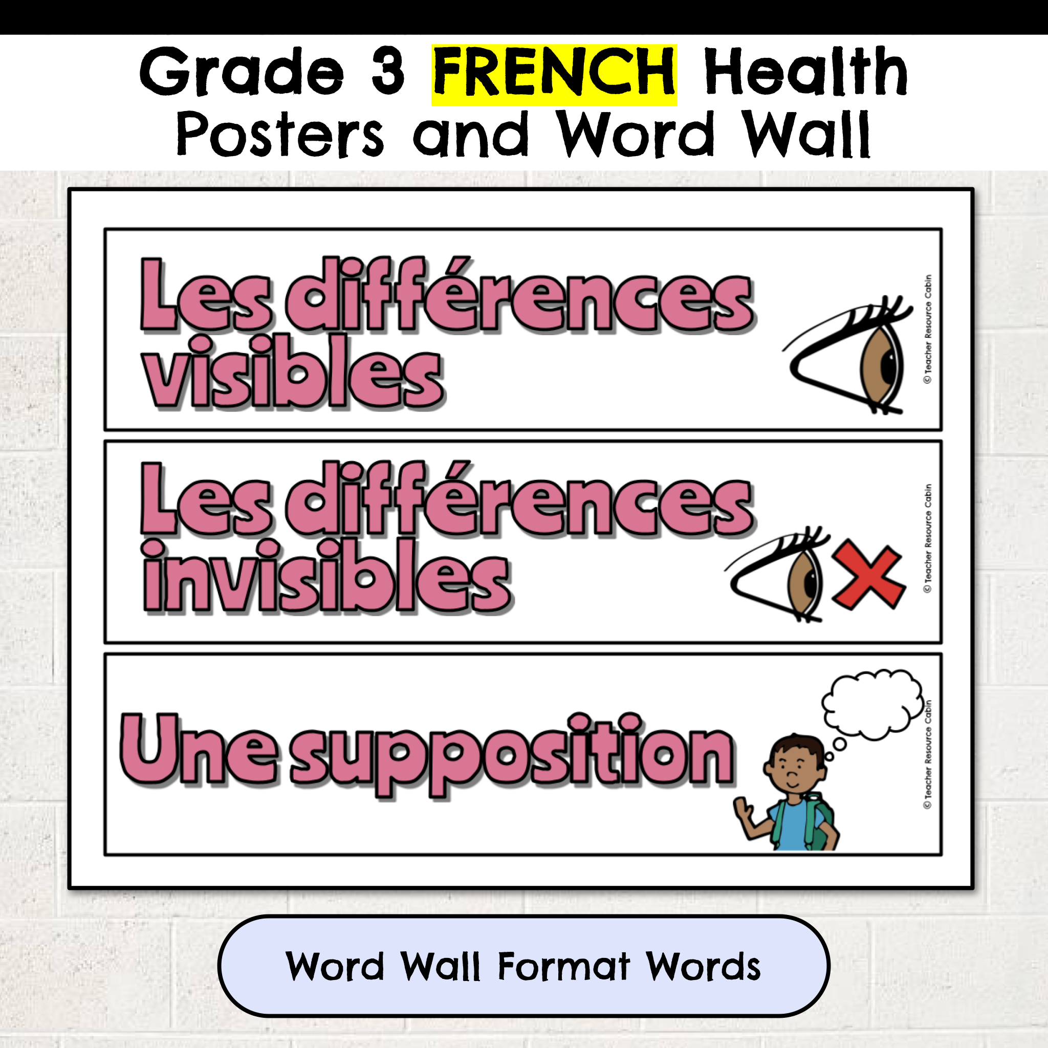 Grade 3 Ontario FRENCH Health Word Wall and Posters - Teacher Resource ...