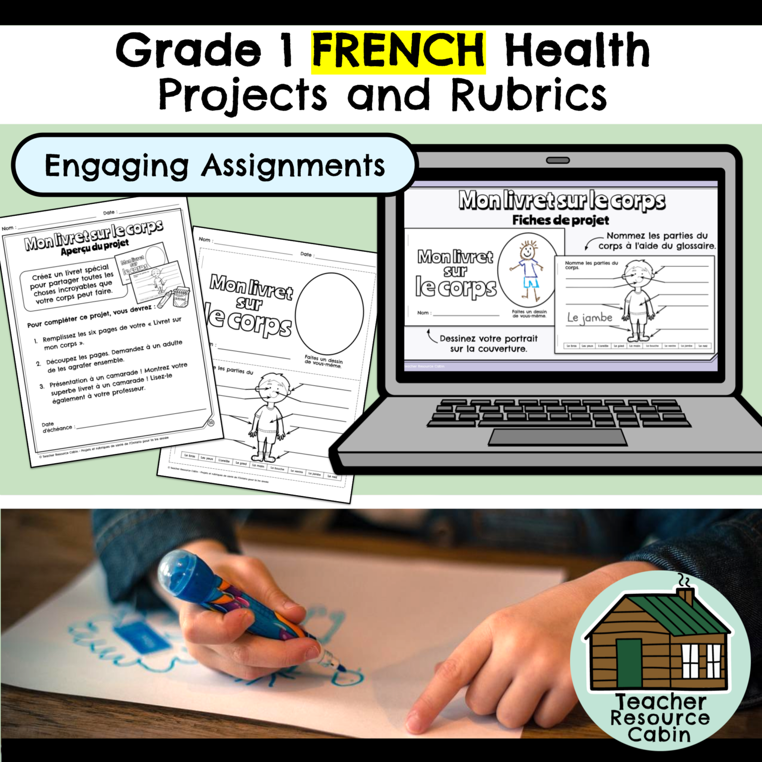Grade 1 FRENCH Health Projects and Rubrics - Includes Google Slides ...