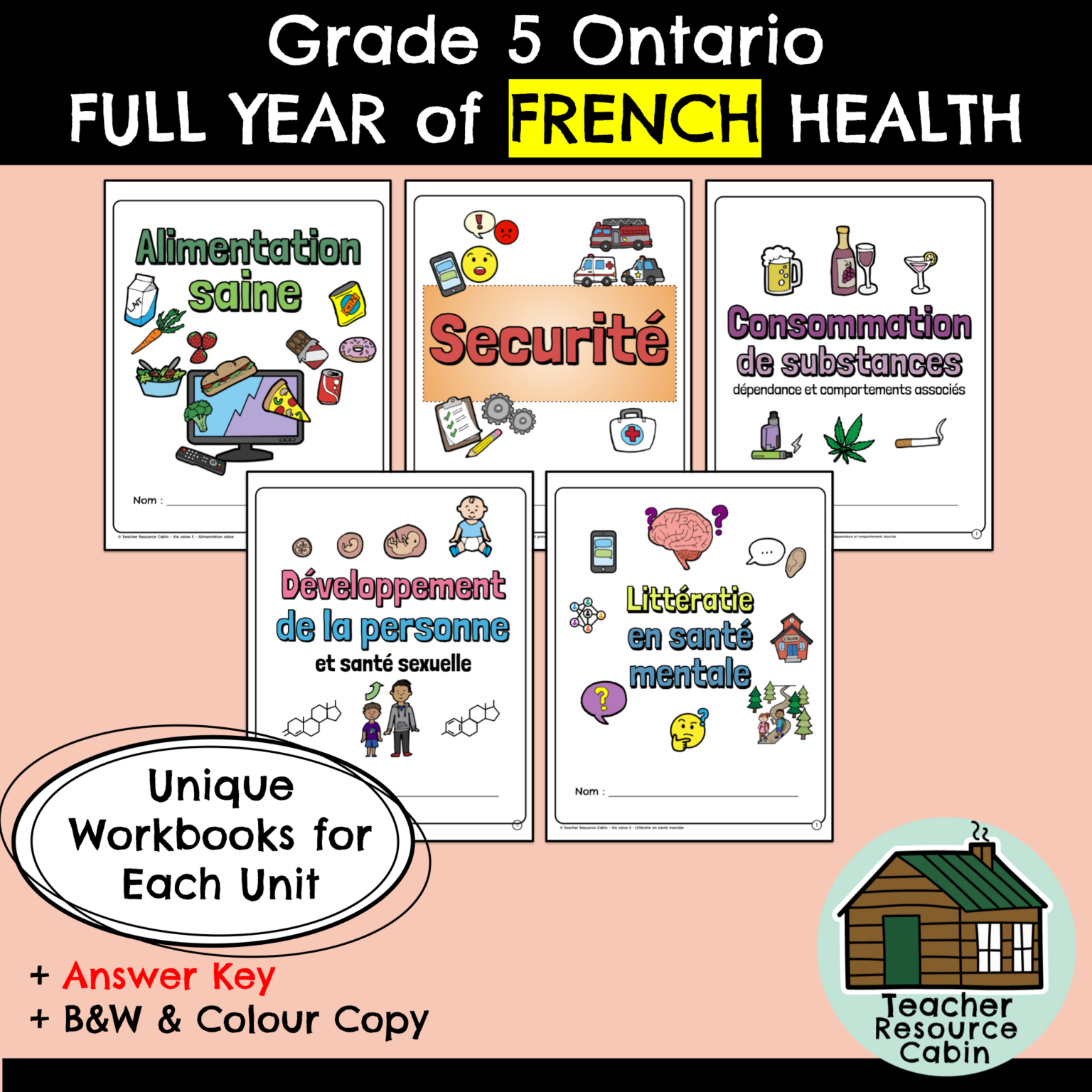 Grade 5 Ontario FRENCH Health Mega Bundle (FULL YEAR) - Teacher ...
