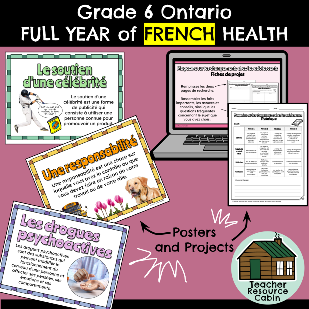 Grade 6 Ontario FRENCH Health Mega Bundle (FULL YEAR) - Teacher ...