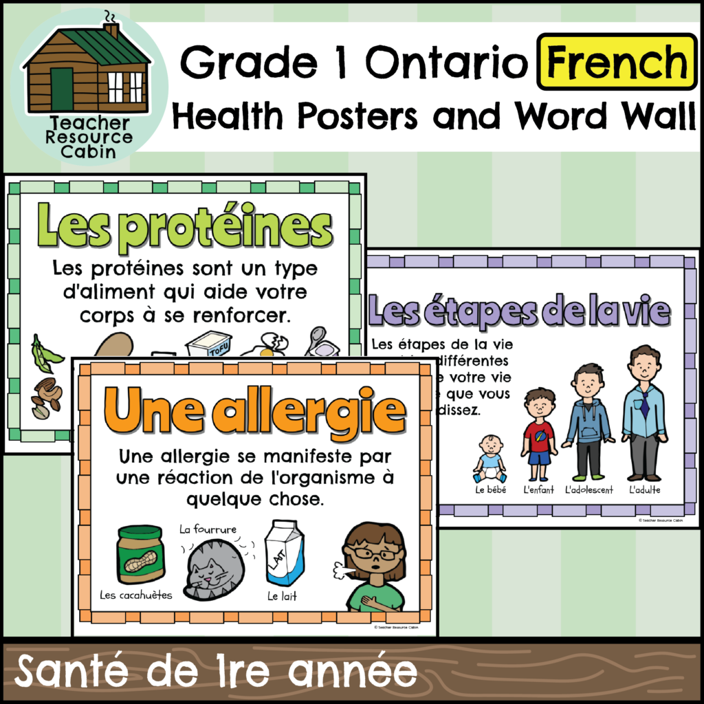 Grade 1 Ontario FRENCH Health Word Wall and Posters - Teacher Resource ...