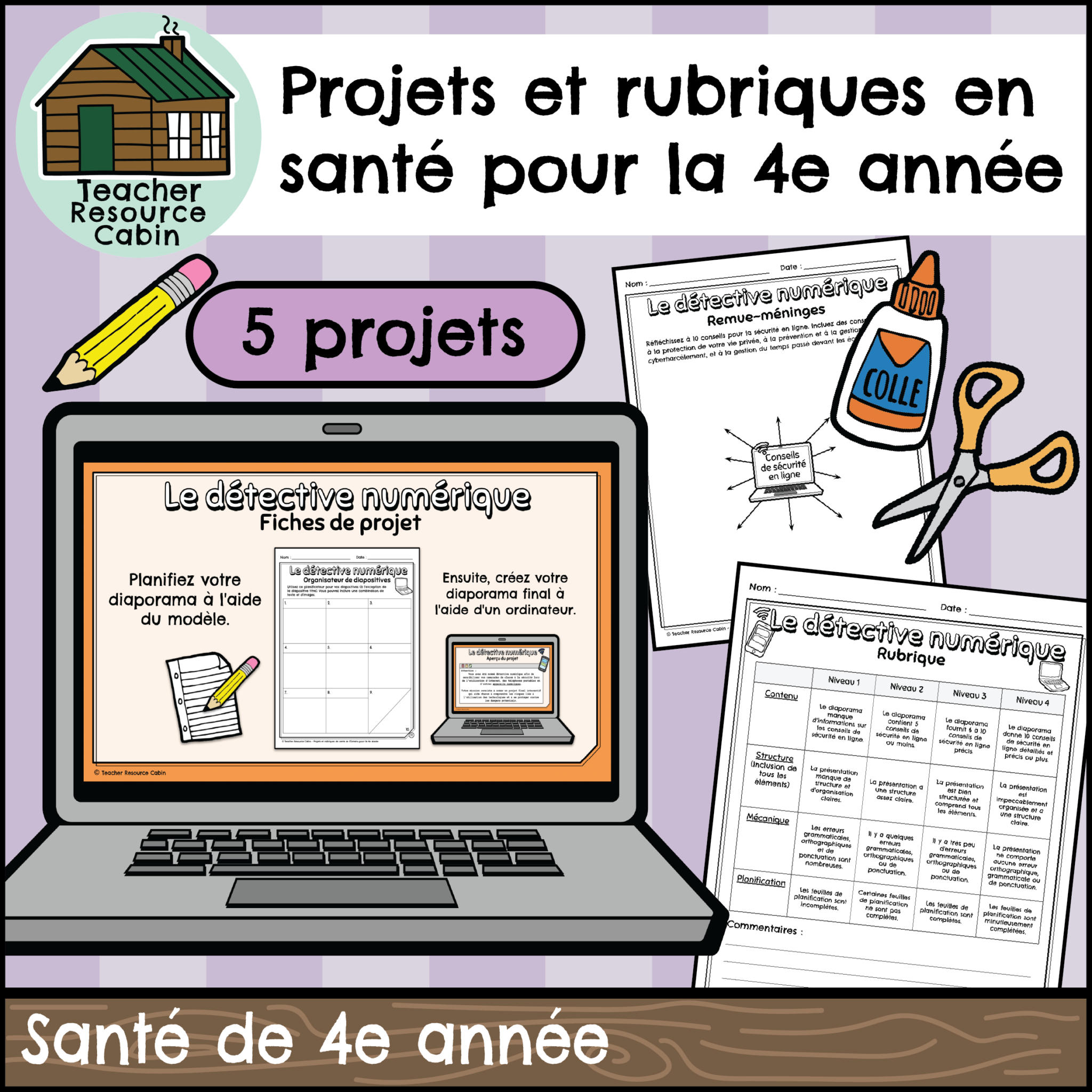 Grade 4 FRENCH Health Projects and Rubrics - Includes Google Slides ...