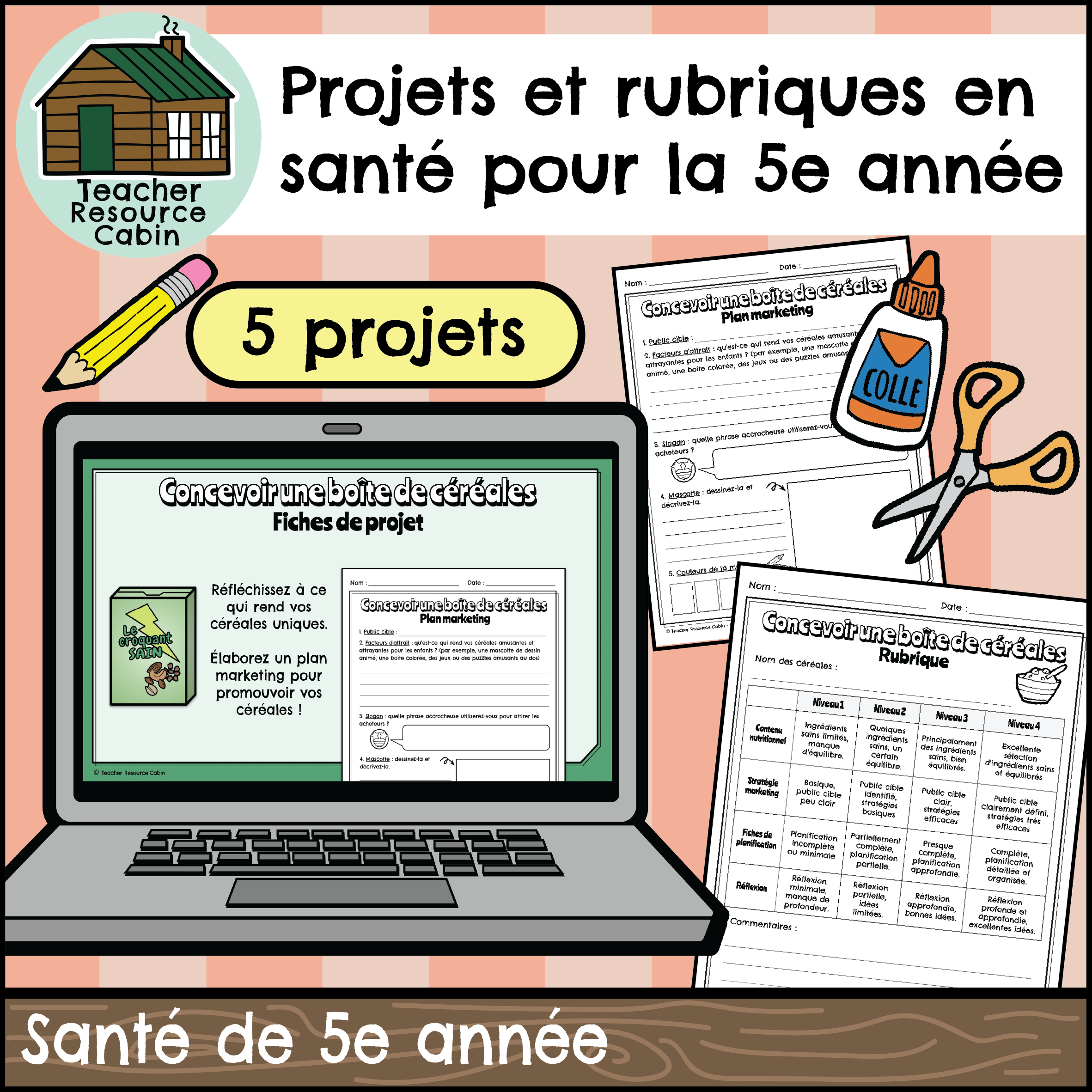 Grade 5 FRENCH Health Projects and Rubrics - Includes Google Slides ...