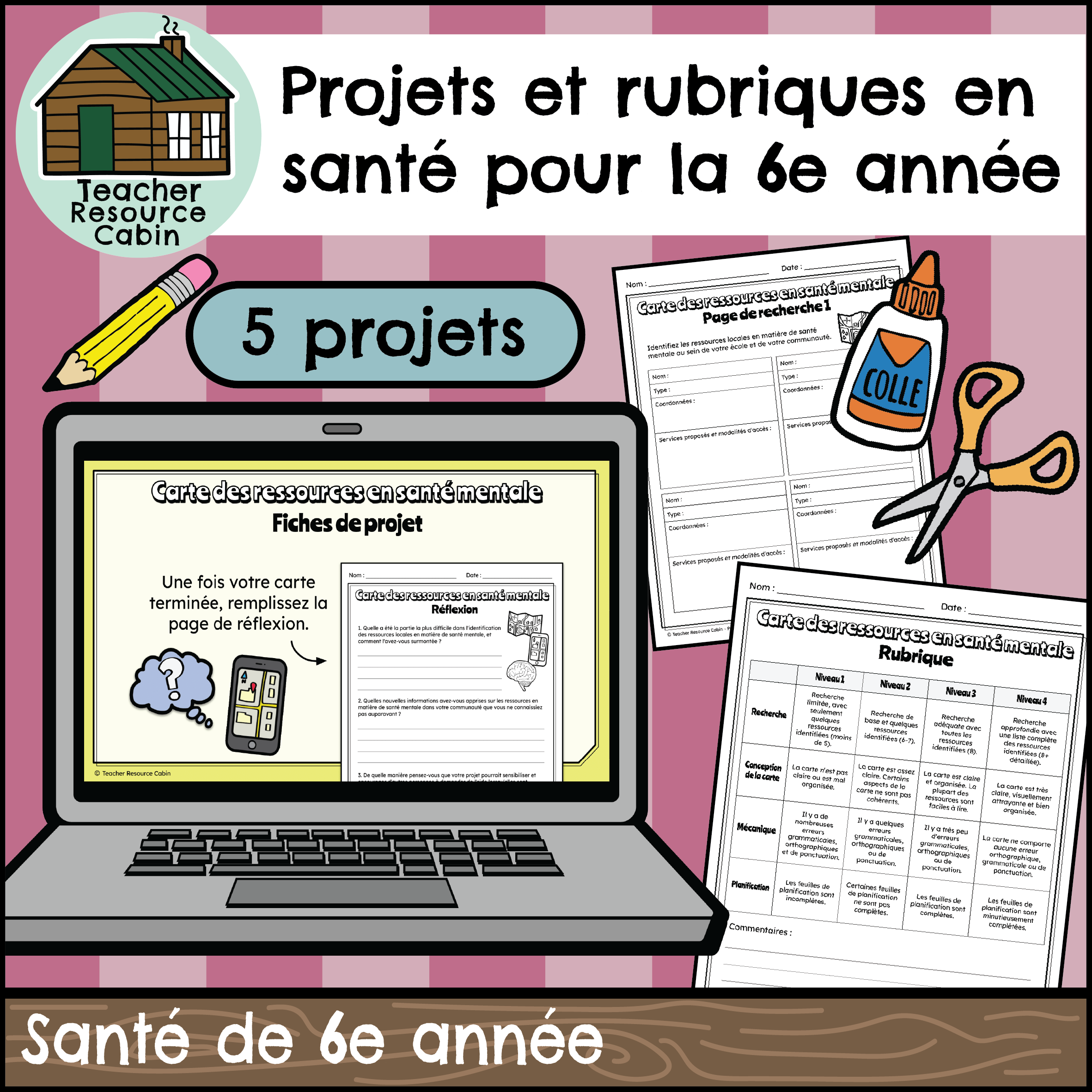 Grade 6 FRENCH Health Projects and Rubrics - Includes Google Slides ...