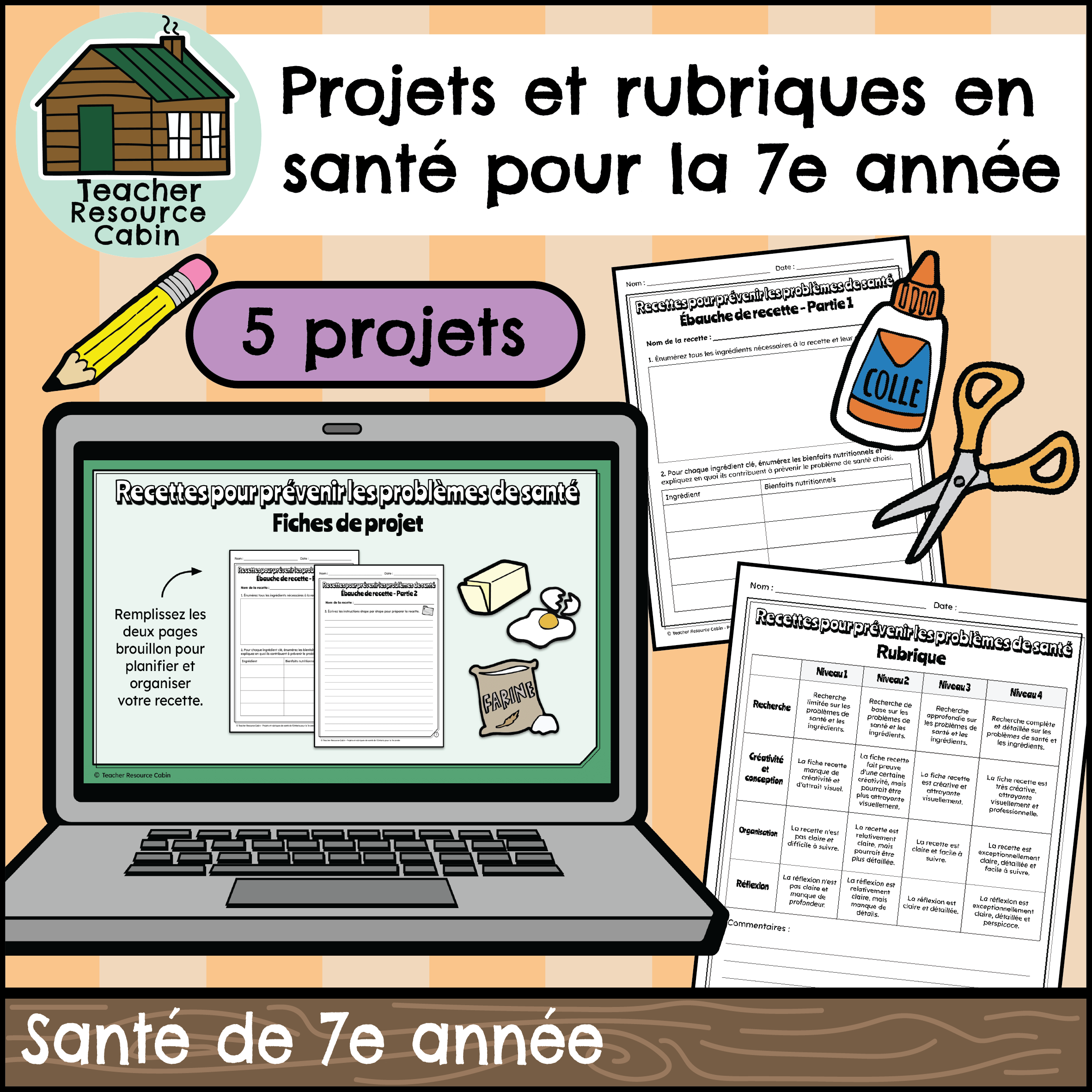 Grade 7 FRENCH Health Projects and Rubrics - Includes Google Slides ...