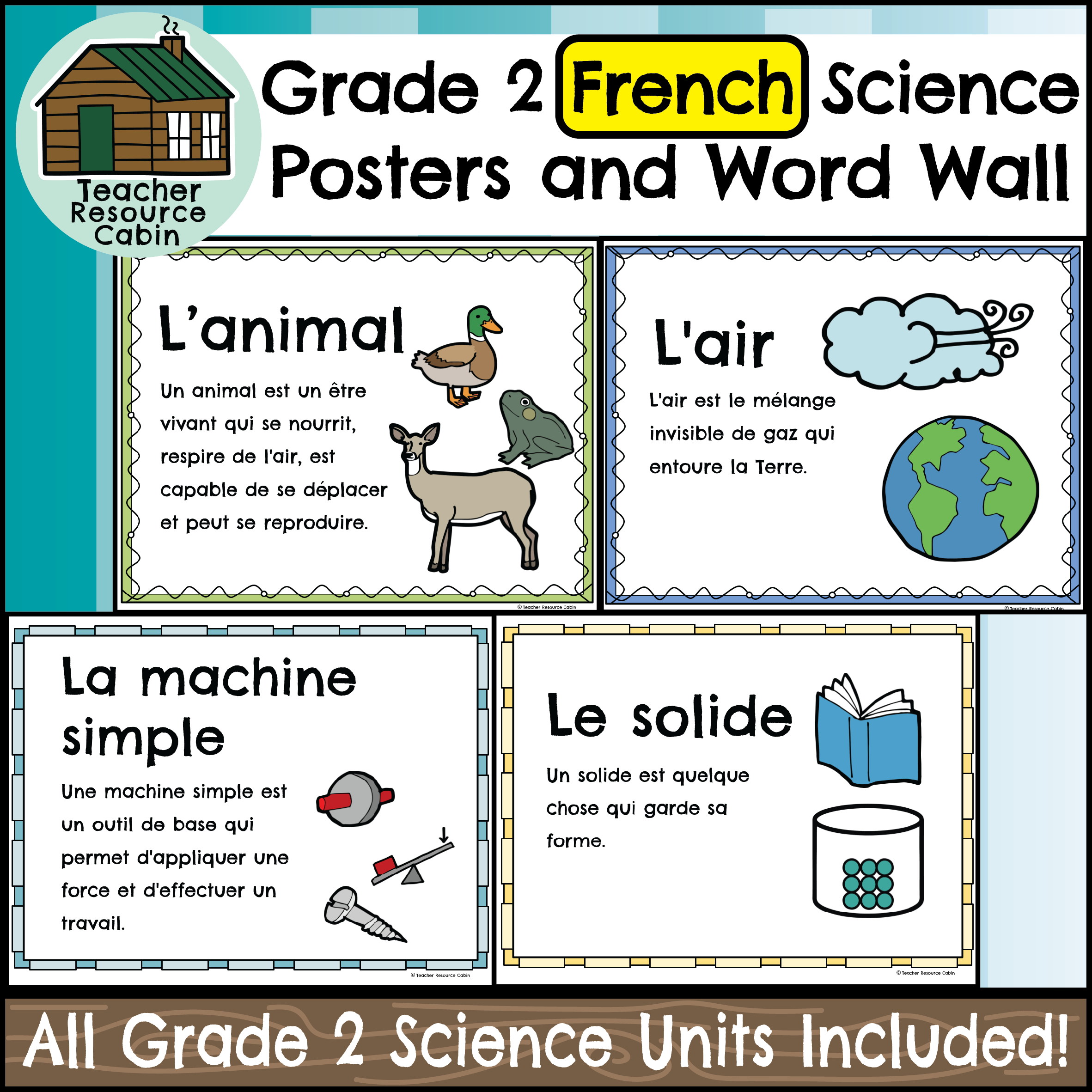 Grade 2 FRENCH SCIENCE Word Wall and Posters - Teacher Resource Cabin