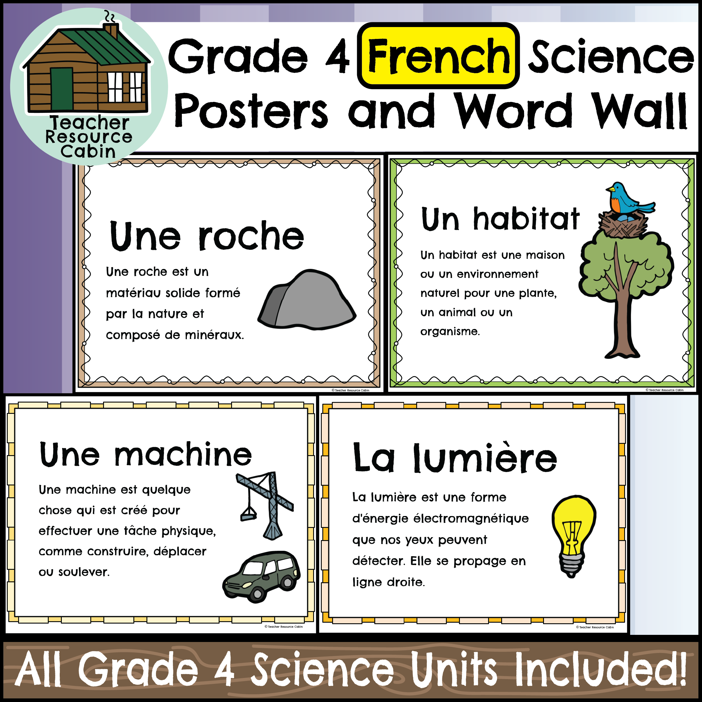 Grade 4 FRENCH SCIENCE Word Wall and Posters - Teacher Resource Cabin